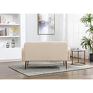 Nigwedete 55'' W Loveseat Sofa, Accent Sofa with Metal Feet, Modern Upholstered Sofa Couch for Small Living Room, Apartment and Small Space, Beige