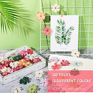 Xinnun 120 pcs Faux Flowers Heads for Crafts Artificial Small Silk Daisy Flowers Embellishments 1.5 Inch Mini Assorted Faux Flowers Bulk DIY Wreath for DIY Holiday Wedding Party Home Garden Decoration