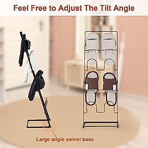 Fogein Foldable Slipper Rack,4 Tiers Shoes Rack Entryway Shoes Storage Organizer Metal Slippers Shelf Shoes Stand,Space Saving Shoes Storage Shelf for Entryway Living Room Bathroom,Black