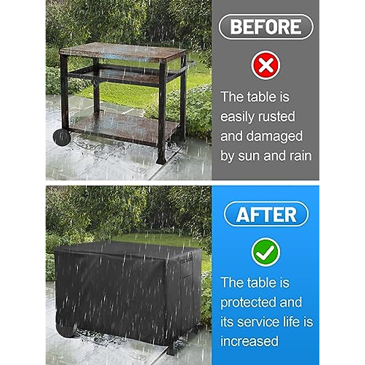 Outdoor Dining Cart Cover - 40*24*32in Waterproof Prep Table Cover for Royal Gourmet Dining Worktable PC3401B PC3401S, Heavy Duty Stainless Steel Movable Station, BBQ Grill Covers