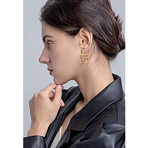 LILIE&WHITE Twisted Gold Chunky Hoop Earrings For Women 14K Gold Plated High Polished Lightweight Hoops For Women Fashion Jewelry Gift For Lovers