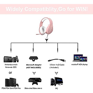 Anivia Pink Gaming Headset PS5 Headphones with Microphones Noise Canceling Headsets for Xbox one Laptop PC Mac