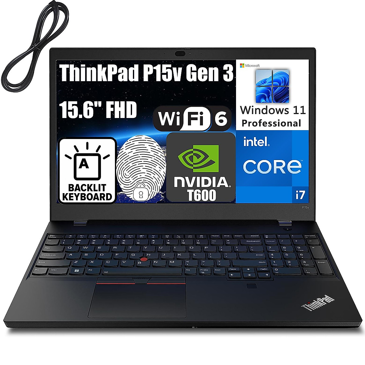 Lenovo ThinkPad P15v Gen 3 15.6" FHD Business Mobile Workstation Laptop Computer, Intel 14-Core i7-12700H, T600 4GB, 32GB DDR5 RAM, 4TB PCIe SSD, Backlit KB, FR, Windows 11 Pro