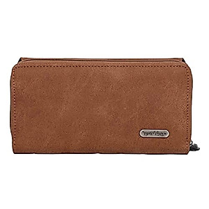 Montana West Womens Leather Wallet Clutch Western Tooled Studded w Hair(Coffee Whipstitched Trinity Ranch Leather)