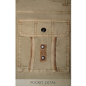 ETHANOL Men's Relaxed Cargo Pants with 6 Big Pockets Casual Work Combat Trousers APLC44098 KHK 38