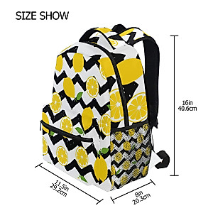 ALAZA Lemon Chevron Zig Zag Backpack Daypack School Bag Travel Shoulder Bag for Students Boys Girls