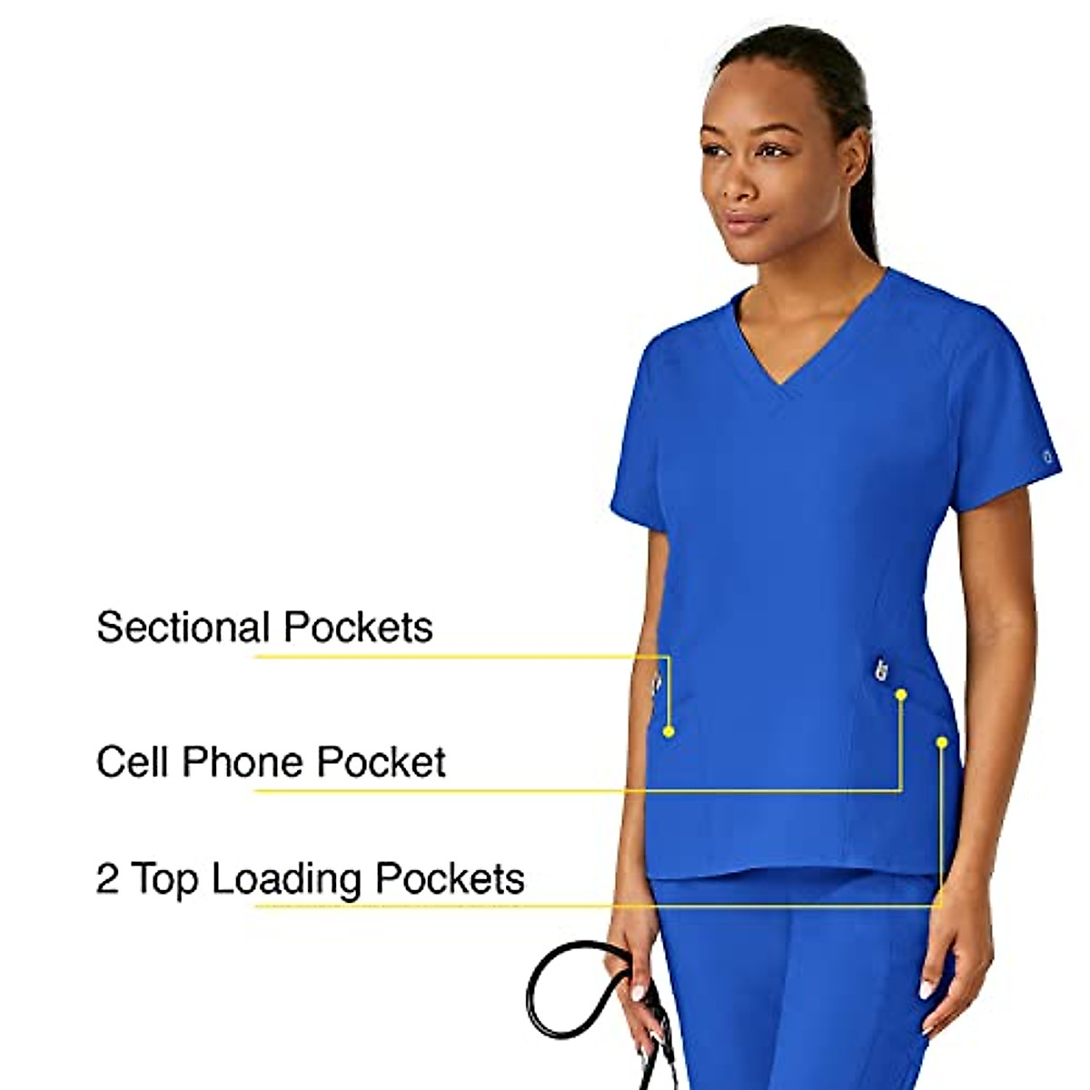 WonderWink W123 Women’s Stylized V-Neck Scrub Top — Royal, 2X