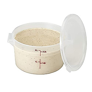 Lumintrail Cambro 2 Quart Round Food Storage Container, Translucent, with a Translucent Lid, Bundle with a Measuring Spoon Set