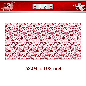 Valentines Day Tablecloth Party Decoration Supplies, Heart Shape Valentines Day Table Cover Happy Valentine's Day Table Decorations - 2PCS