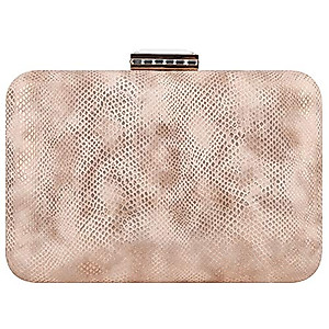 Fawziya Crystal Evening Bags And Clutches Snakeskin Clutch-Champagne