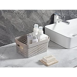 HANAMYA Lidded Storage Bin Organizer | Storage Organizing Container, 5 Liter, Set of 6, Gray