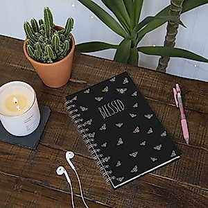 Studio Oh! Medium Spiral Notebook 5.75" x 8.75", Cute Cover Daily Planner, Hardcover Journal Notepad, 160 Page Lined Paper, 100 GSM Paper Weight, Lay-Flat Binding for Journaling, Blessed Bee Kraft