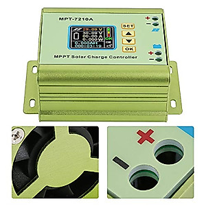 Solar Controller, MPT-7210A MPPT Solar Controller Green Made of Aluminum Alloy with LCD Display for Lithium Battery