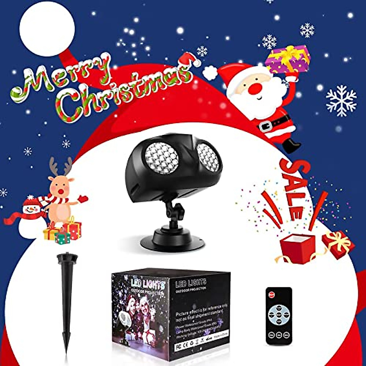 Snowflake Projector Lights Outdoor with Remote Control, Christmas Snowflake Projector Lights, IP65 Waterproof Snowfall Landscape Light Christmas Projector Gift for Holiday Friend Garden Wall Decor