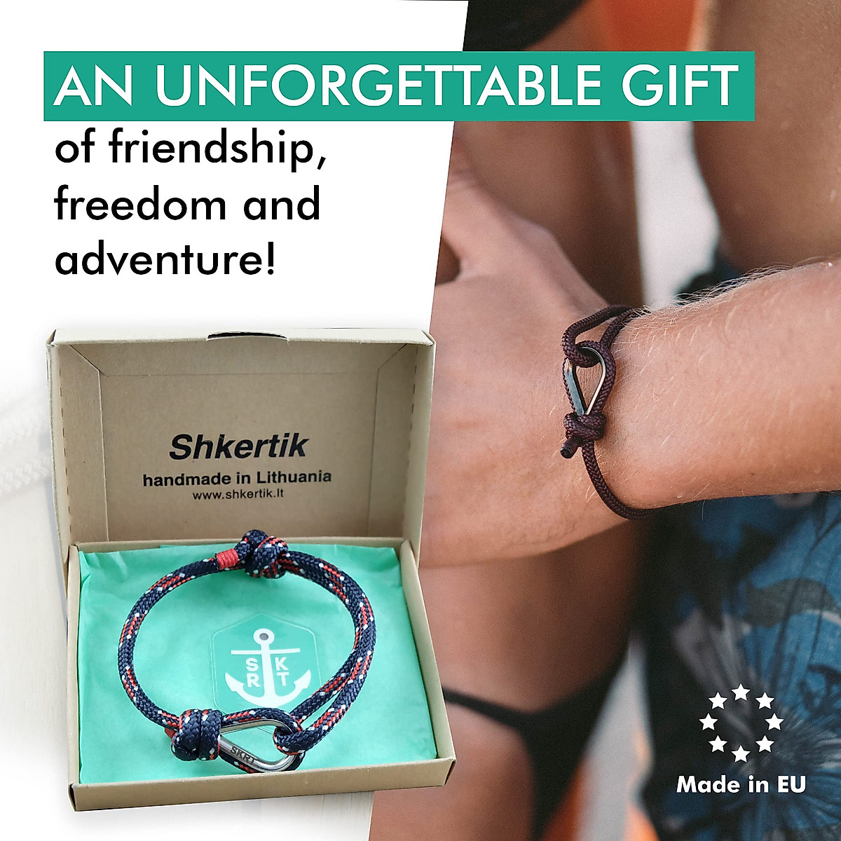 Shkertik Adjustable Nautical Bracelet for Adventure Seekers, Handmade Rope Bracelet for Men and Women, Life-Proof Nautical Rope Bracelet, Stylish Rope Bracelets to Tell Your Unique Story, Black