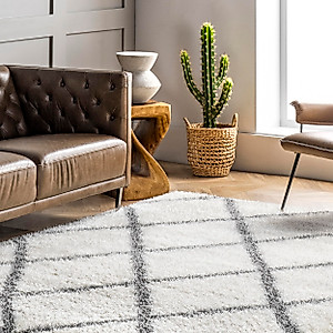 nuLOOM Machine Made Diamond Shag Area Rug, 5x8, Gray