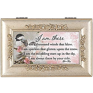 Cottage Garden by Your Side Champagne Silvertone Bevel Petite Rose Music Box Plays Wind Beneath My Wings