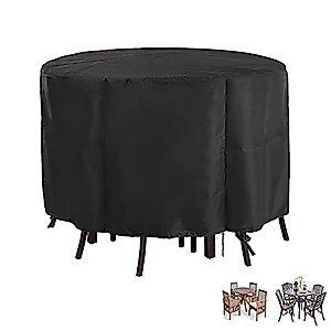 POMER Round Patio Furniture Covers, 72inch Bar Height Table Chair Set Cover Waterproof Outdoor Sectional Sofa Set Covers for Garden Furniture Set - 72" D x 43" H