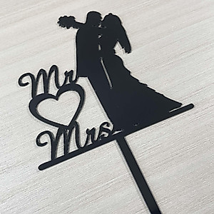 OIXCMNJQ Mr & Mrs Black Acrylic Cake Topper, Bride and Groom, Wedding Party Decorations Supplies