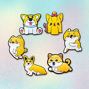 Tashrasia 25Pcs Yellow Dog Shoe Charms for Clogs Sandals Bracelet Wristband Slippers Water Shoes, Cute Puppy Shoe Decoration Charms