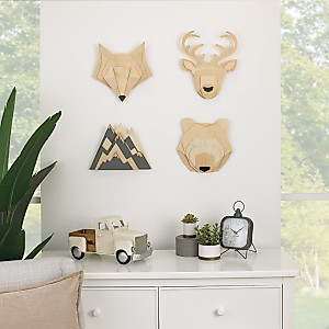 NoJo Little Love Bear Head Layered Natural Wood Nursery Wall Décor