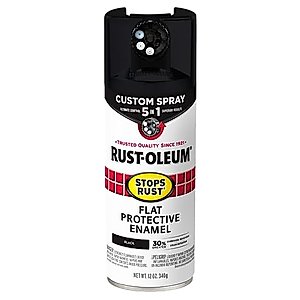 Rust-Oleum 376855 Stops Rust Custom Spray 5-in-1 Spray Paint, 12 oz, Flat Black