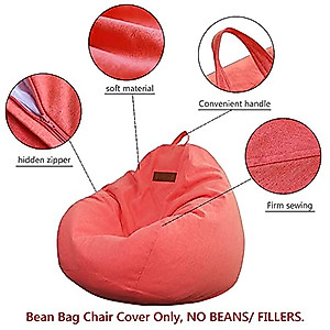 ZDZDY Bean Bag Chair Cover Only for Kids and Adults Beanbag Replacement Outer (No Filler) Washable Cover (Red, 35.4"×43.3")