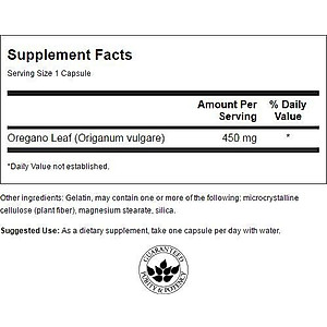 Swanson Oregano 450 Milligrams 90 Capsules