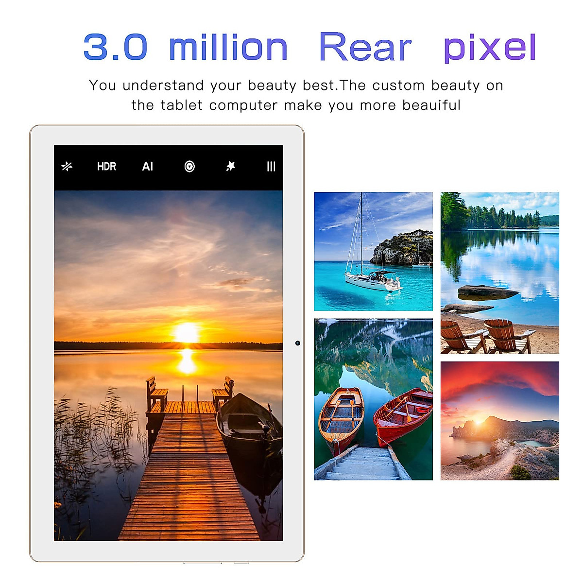 Upgrade 10.1 Inch Ultra-Thin HD Tablet Computer, 10 Core IPS HD Screen, WiFi, Bluetooth, Android Voice Call, Game Tablet, Front and Back Dual Camera, Gift for Family