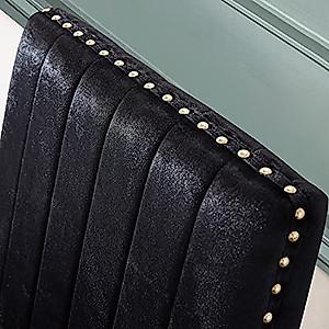 AZhome Dining Chairs Black Velvet Kitchen Dining Room Chair Contemporary Upholstered Chairs with Gold Legs Set of 4