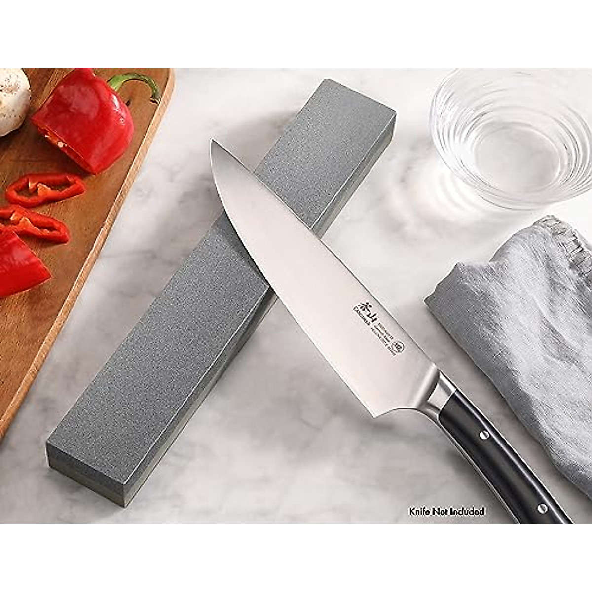 New Star Foodservice 36497 Combination Sharpening Stone Knife Sharpener, 12" x 2" x 1", Gray