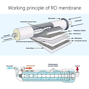 SWALLE 0.0001 Micron RO Membrane, 3013-600 GPD Universal Water Purifier Cartridge Removes 99% of Contaminants in Water ,Fits Under Sink Reverse Osmosis Drinking Water Purifier System (600 GPD)
