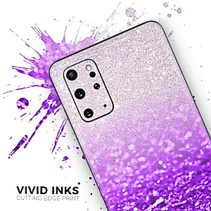 DesignSkinz Purple & Silver Glimmer Fade Protective Vinyl Decal Wrap Skin Cover Compatible with The Samsung Galaxy S20 (Screen Trim & Back Glass Skin)