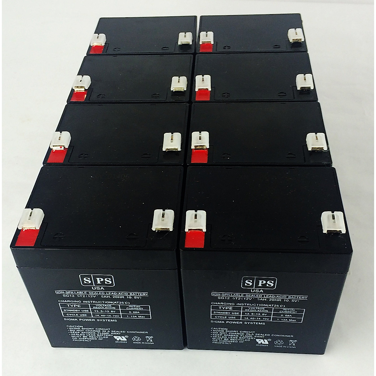 SPS 12v 5Ah Genesis NP5-12T, NP 5-12T .250 Terminal UPS Replacement Battery Brand (8 Pack)