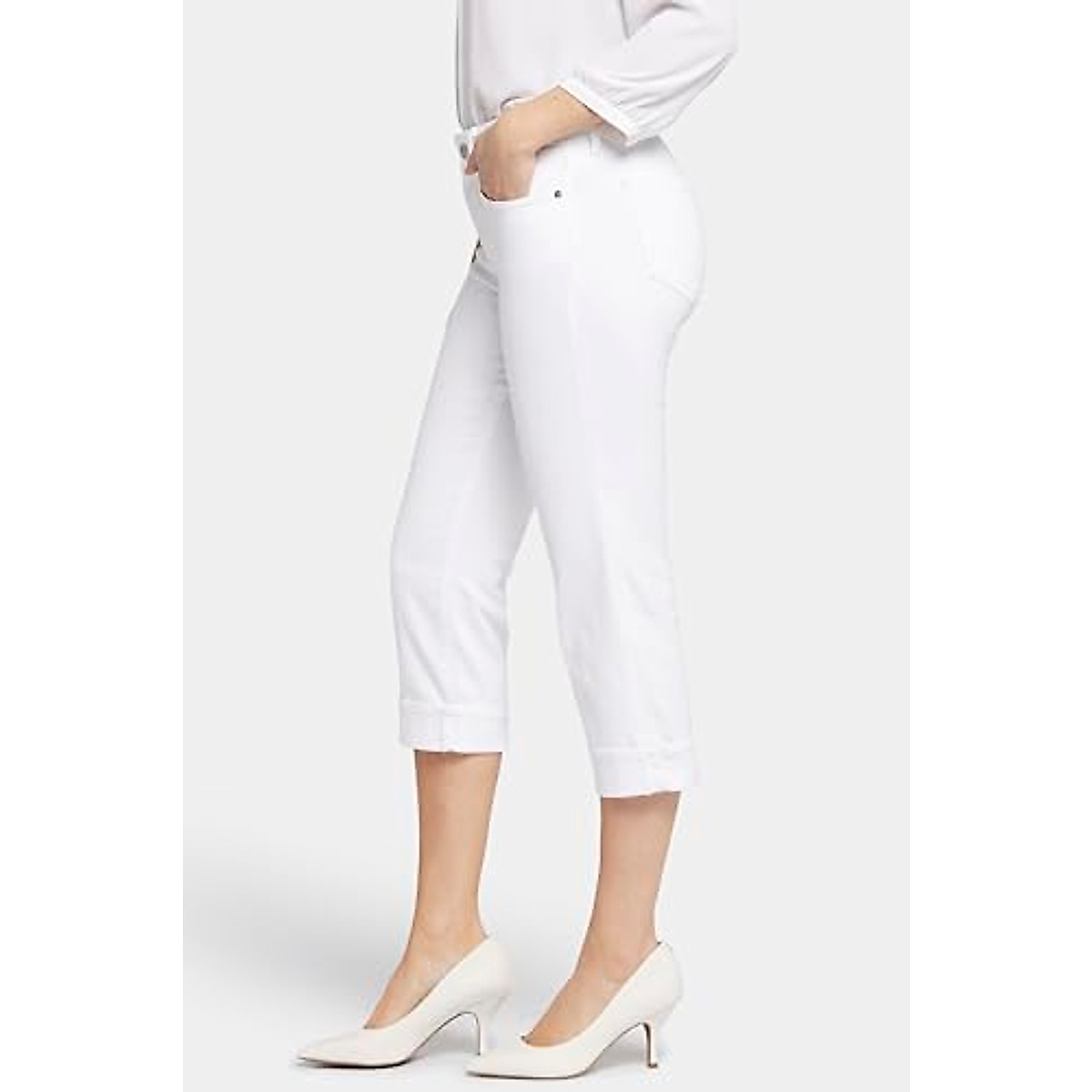 NYDJ Women's Marilyn Straight Cuff Cropped Slimming Jeans, Optic White, 10