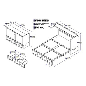 AFI Hamilton Murphy Bed Chest with Charging Station & Mattress Queen Grey