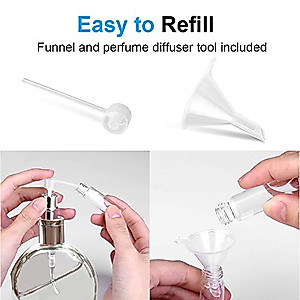 Zingso Refillable Travel Perfume Atomizer Bottles, 3 Pcs 10ml Mini Portable Spray Bottles Refillable Perfume Aftershave Atomizer Empty Travel Bottles with Funnel (10ml (Black+Silver+Pink))