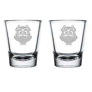 MIP Set of 2 Shot Glasses 1.75oz Shot Glass Owl Vintage