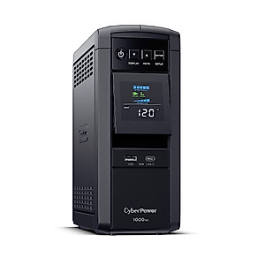 CyberPower CP1000PFCLCD PFC Sinewave UPS System, 1000VA/600W, 10 Outlets, AVR, Mini-Tower, Black