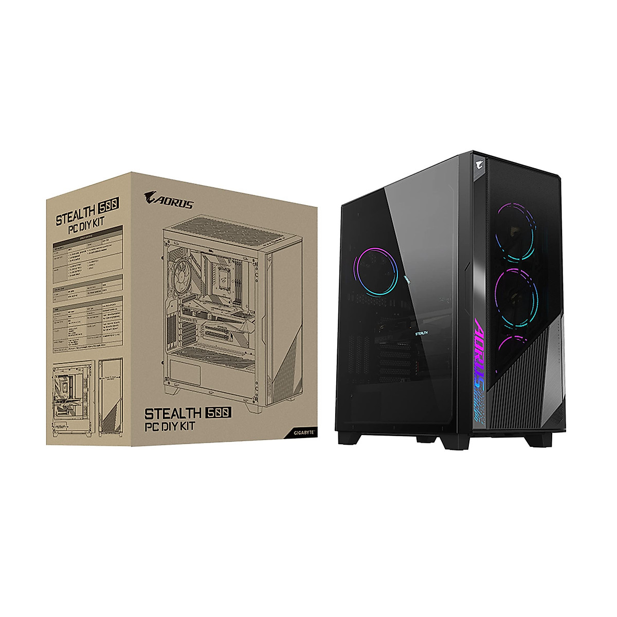 Gigabyte AORUS Stealth 500 DIY PC Kit (Z690 AORUS Elite Stealth, NVIDIA GeForce RTX 3070 Gaming OC 8G Stealth, AORUS C500G) - S5Z69R3070