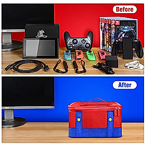 Larstylee Switch Carry Case, Storage Carrying Case Compatible With Nintendo Switch/Switch OLED Soft Shell Protective Travel Case for Switch Console Pro Controller & Accessories
