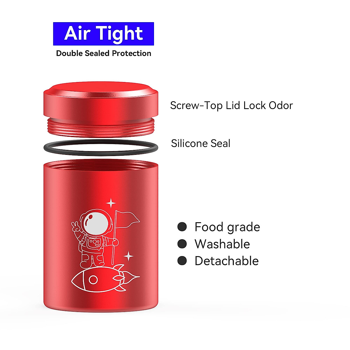 CUMFYHOUS 2 Pack Portable Aluminum Storage Jar,Airtight Smell Proof Container,Stash Jar with Screw-Top Lid Lock Odor,Double Sealed Airtight Jar,Multipurpose Container for Herb Spices,Coffee & Teas