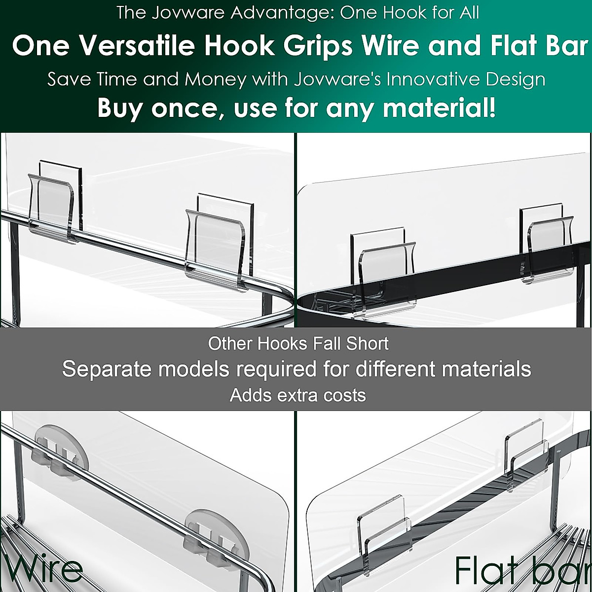 Jovware 14 Pack Shower Caddy Adhesive Replacement, Strong Adhesive Shower Shelf and Hooks, No Drilling Adhesive for Shower Organizer, Soap Holder, Sponge Holder and Kitchen Rack