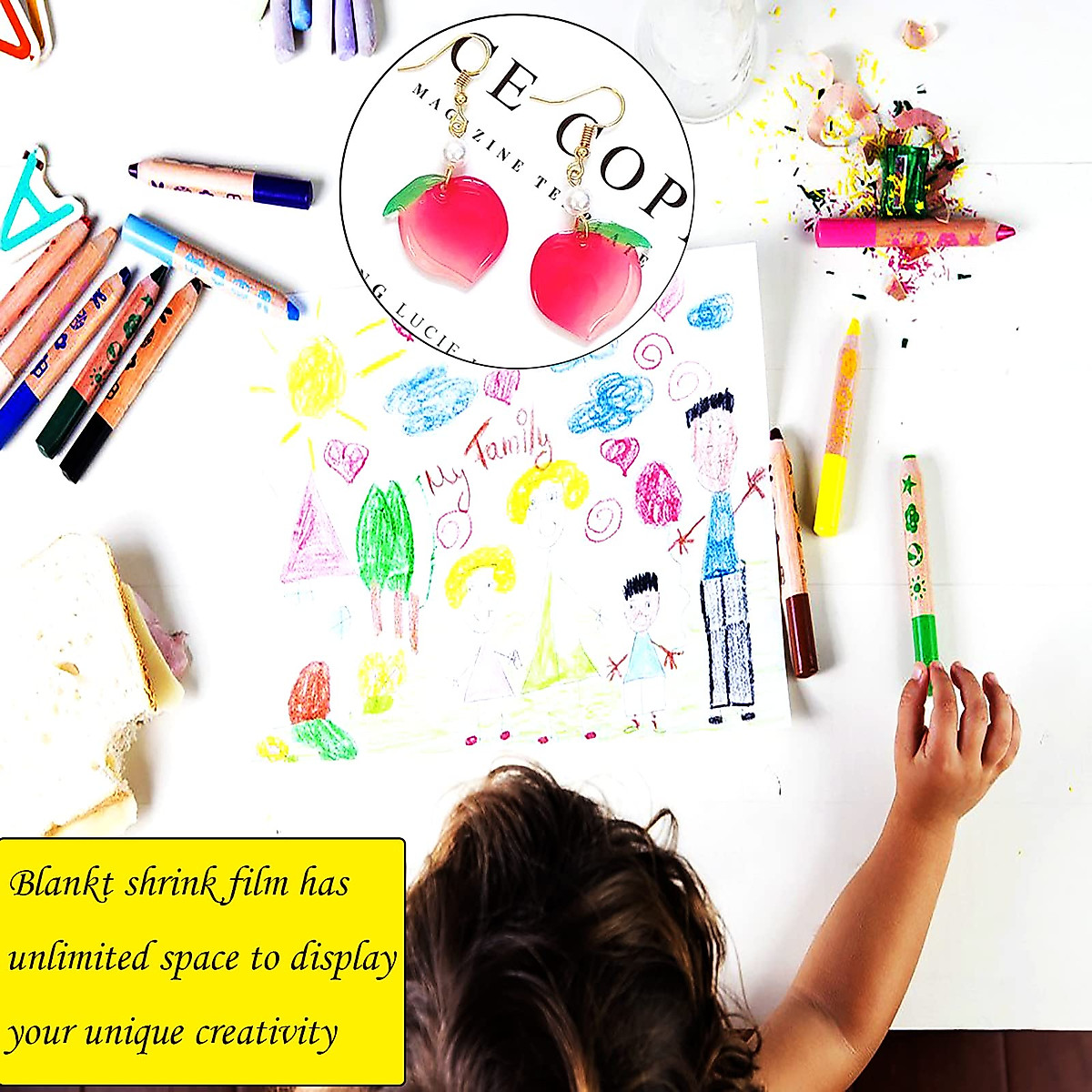 Hslordge 50PC Shrink Plastic Sheets,Shrink Paper Sheets,Shrink Film Sheets,-Semitransparent,8''x5.7'', 0.3mm, Design Your Own Shrink Art Craft