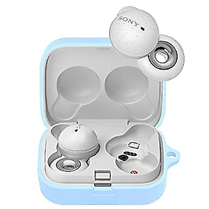 2 Pack DAYJOY Soft Silicone Protective Case Cover Compatible with Sony LinkBuds WF-L900 Earphone, Protective Skin Sleeve with Key Chain (Light Blue+Light Green)