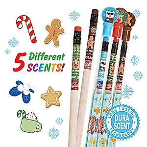 Holiday Smencils for Grown Ups - HB #2 Scented Fun Pencils, 5 Count - Stocking Stuffer, White Elephant Gifts for Adults, Office Supplies, Party Favors