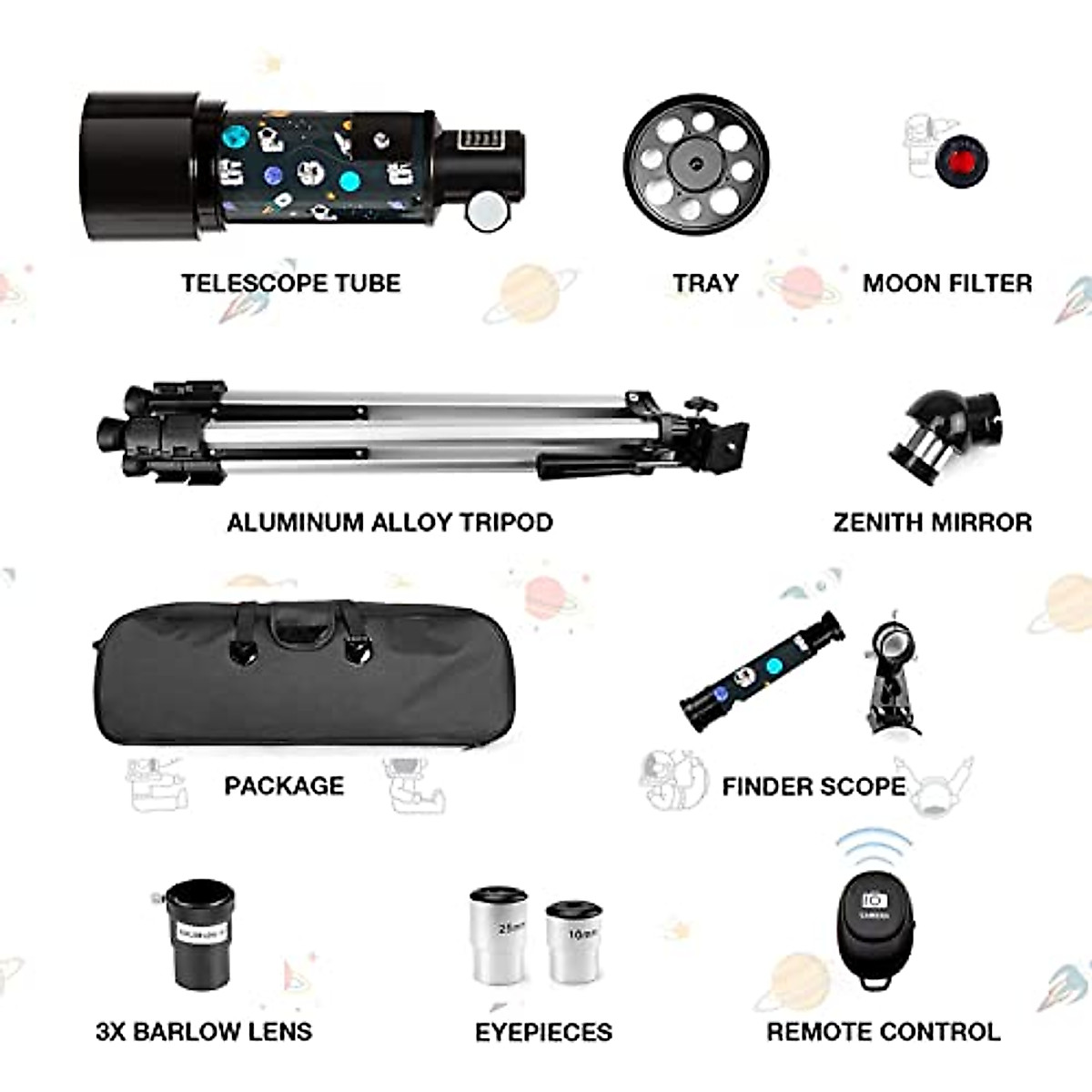 FREE SOLDIER Telescopes for Kids and Adults Astronomy, 70mm Aperture and 400mm Focal Length Professional Astronomy Telescope for Beginners with Smartphone Adapter Carry Bag Adjustable Tripod