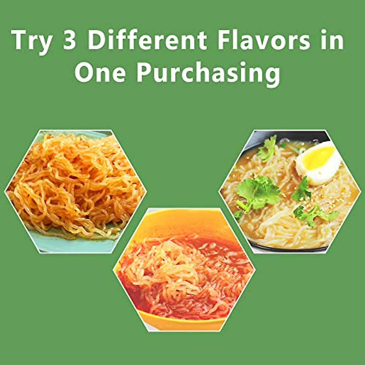 Hethstia Shirataki Noodle, Konjac Ramen(61.38oz), 6 Pack Flavored Angel Hair, Variety Flavor