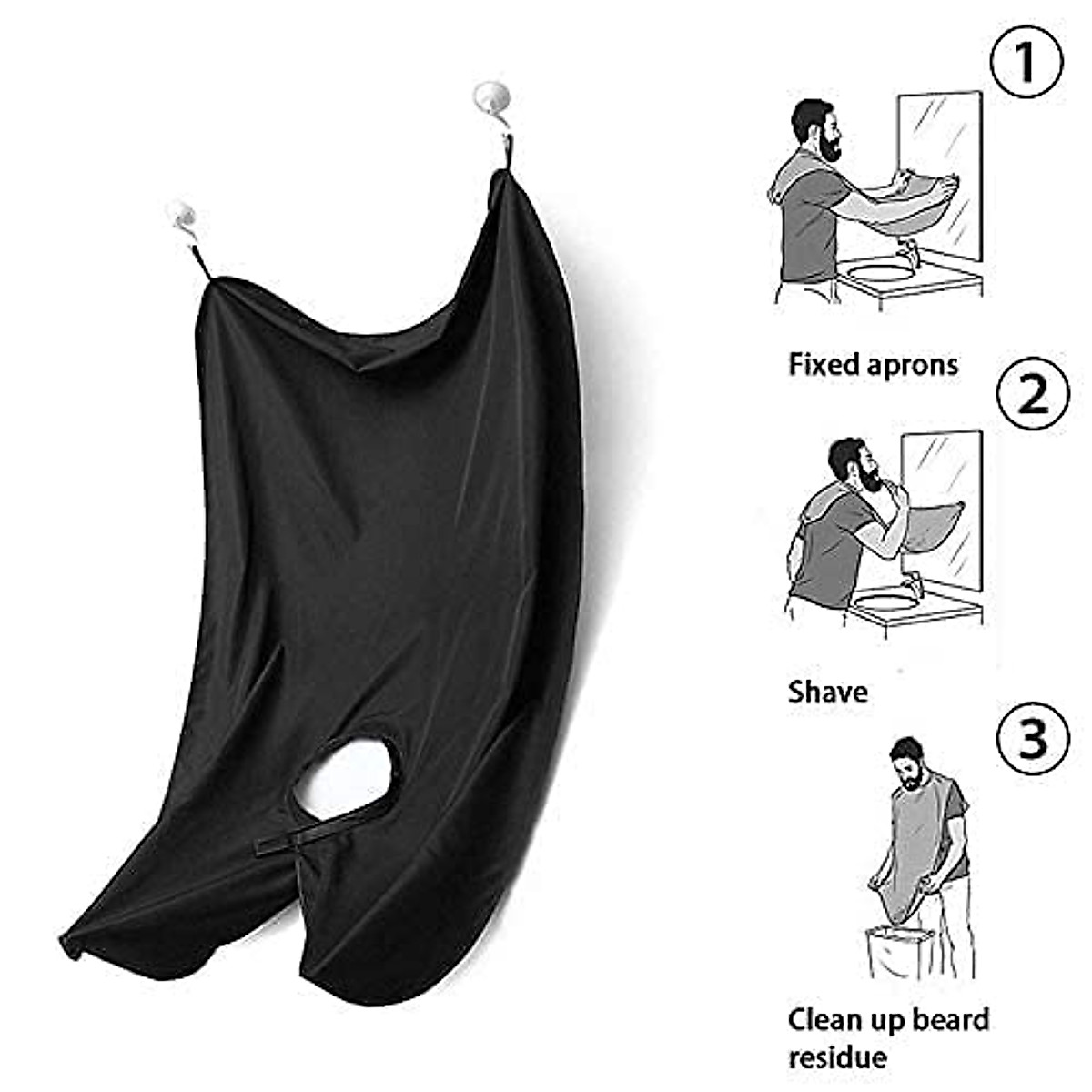 Beard Apron Catcher - Valentine's Day Gift for Man Beard Trimming Bib Non-Stick Beard Catcher Grooming Cape with 3 Suction Cups