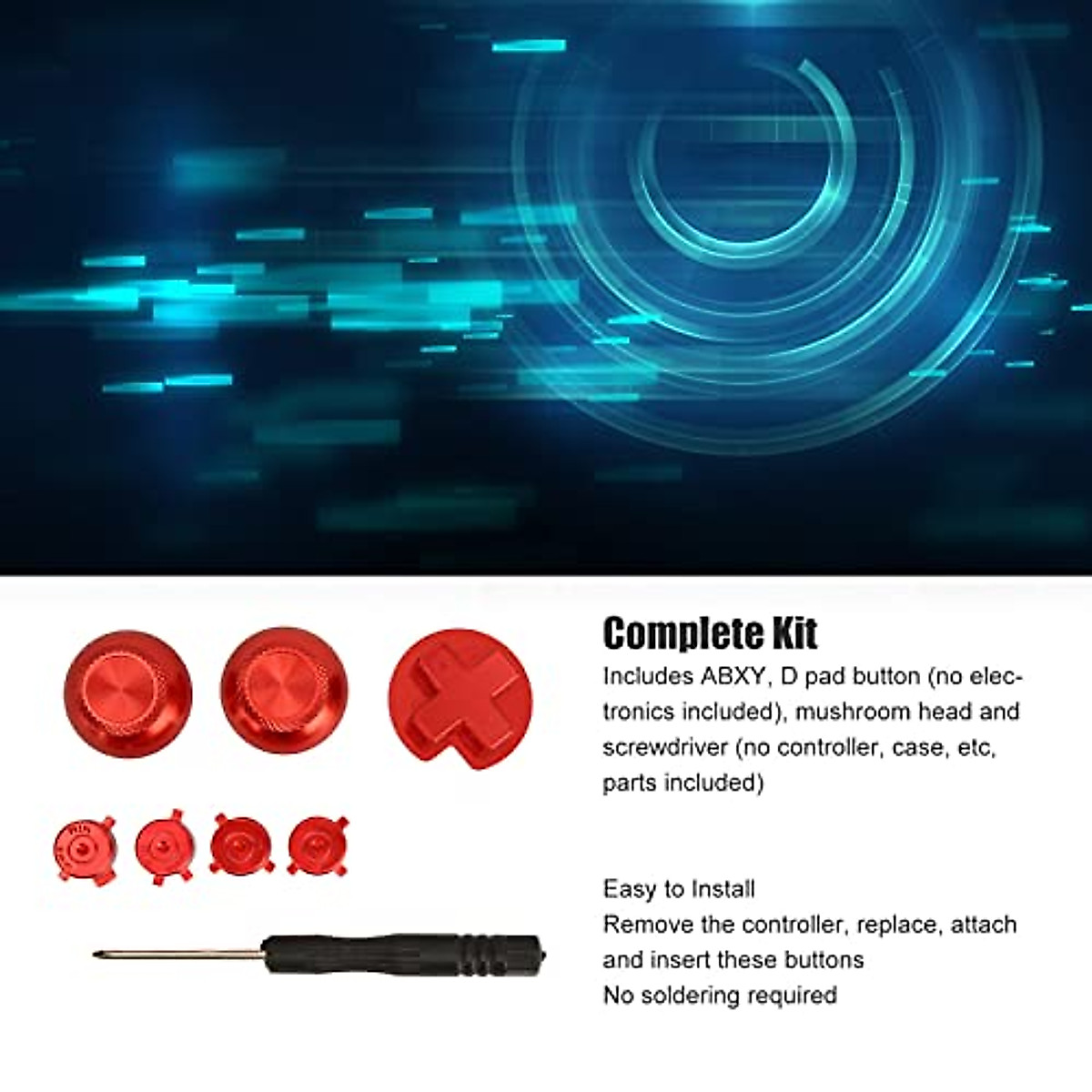 Game Controller Button Gamepad Metal Button Aluminum Alloy D Pad ABXY Fabric